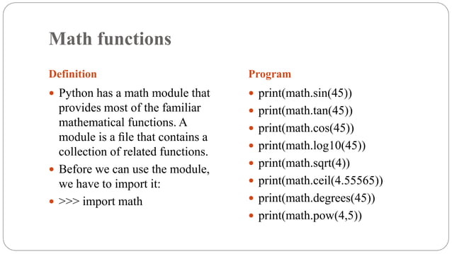 Standard Libraries in Python Programming | PPTX | Programming Languages | Computing