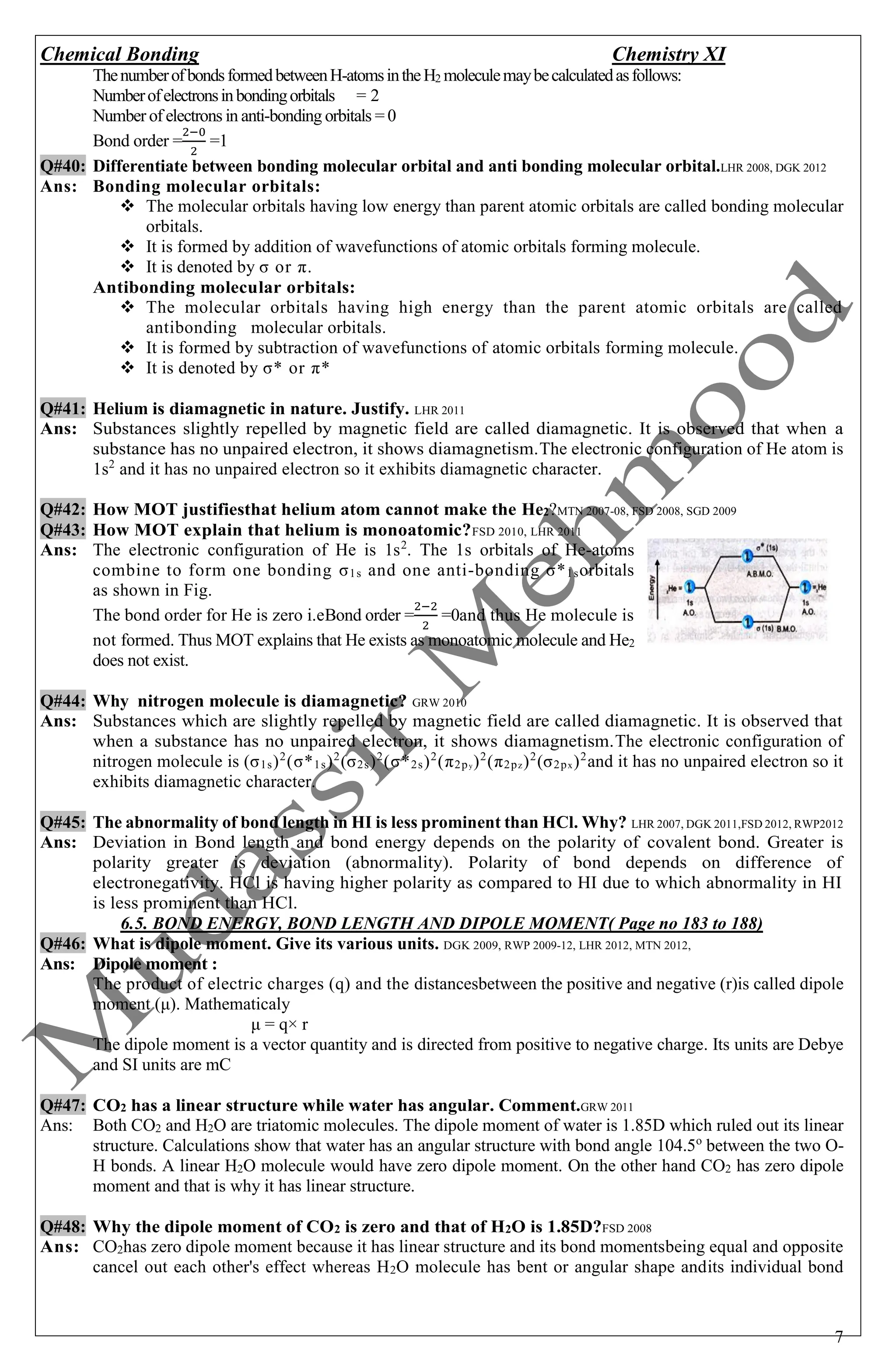 CH-6(Chemical Bonding).first year chemistry | PDF | Free Download