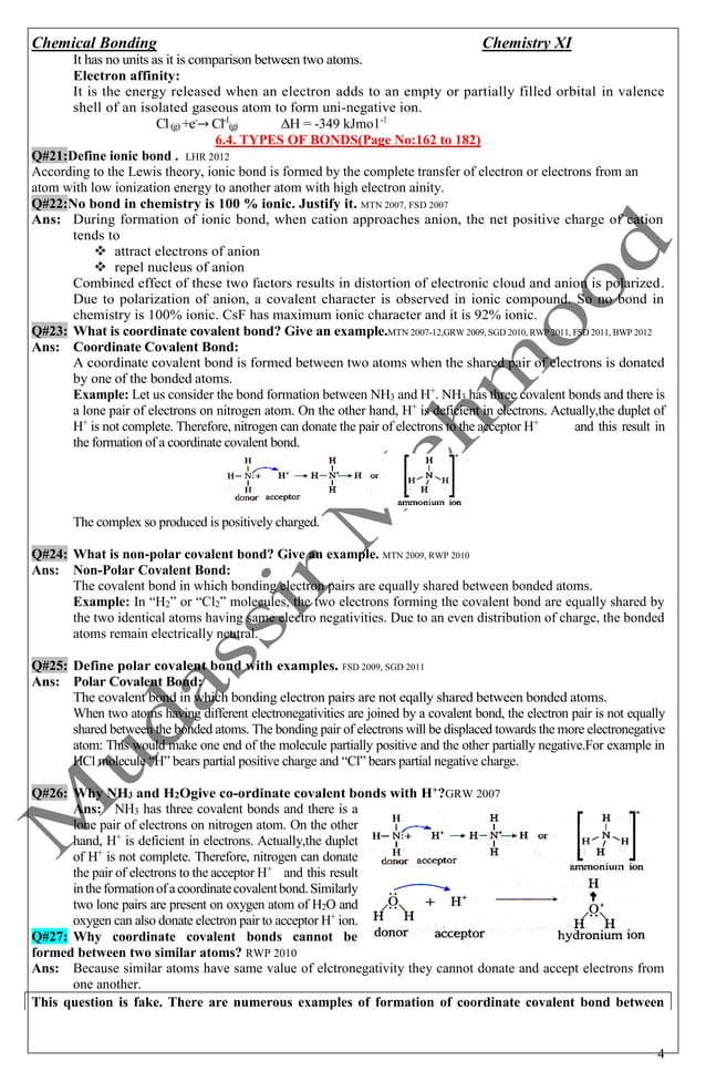 CH-6(Chemical Bonding).first year chemistry | PDF