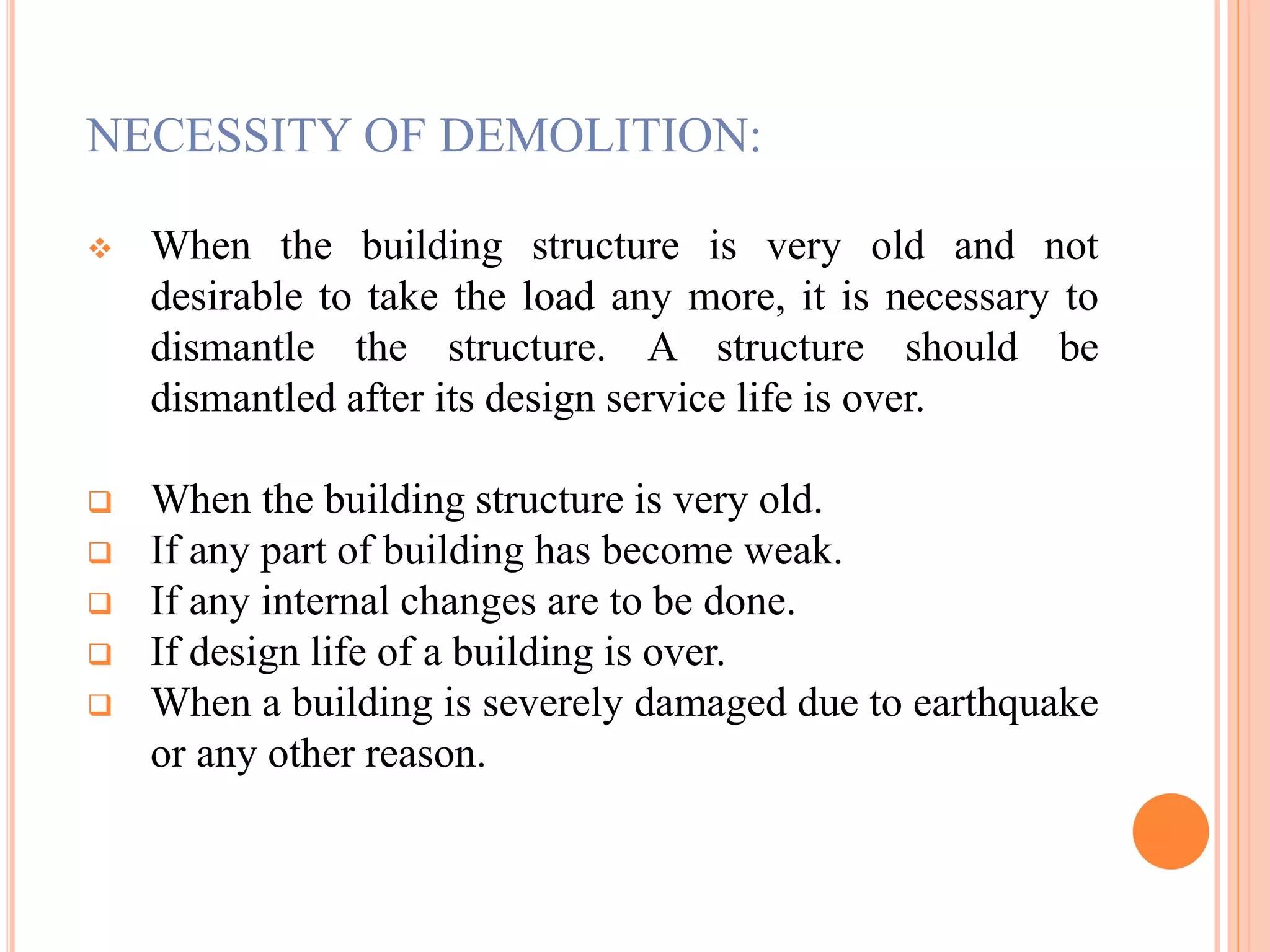DEMOLITION AND DISMANTLING TECHNIQUES | PPTX