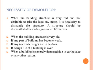 DEMOLITION AND DISMANTLING TECHNIQUES | PPTX