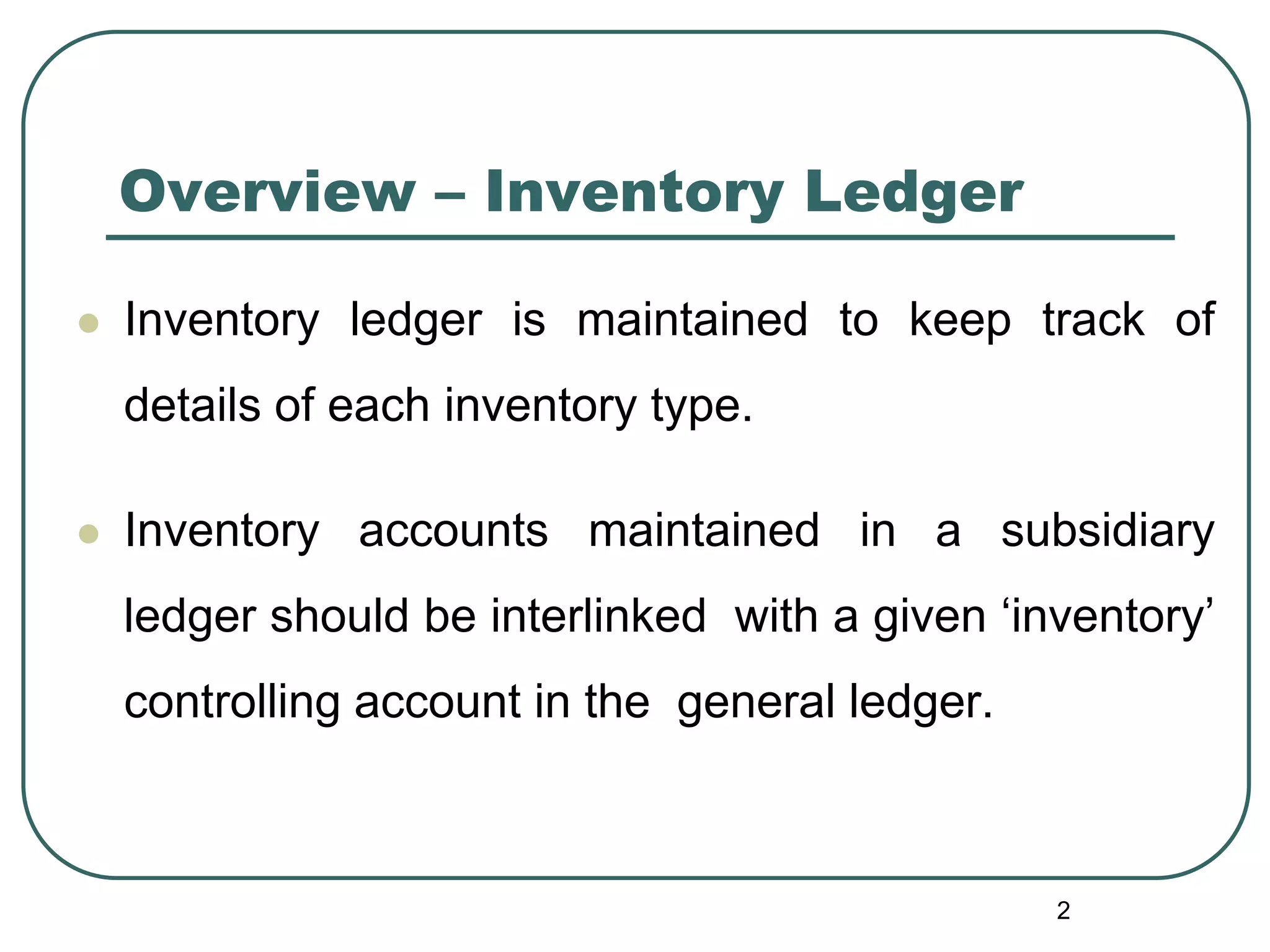 Ch-6 Inventory ledger.ppt | Stocks and Bonds | Personal Investing