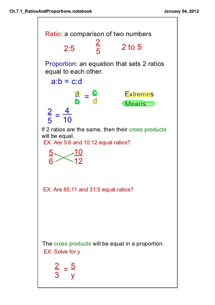 Ch.7.1 Ratios and Proportions