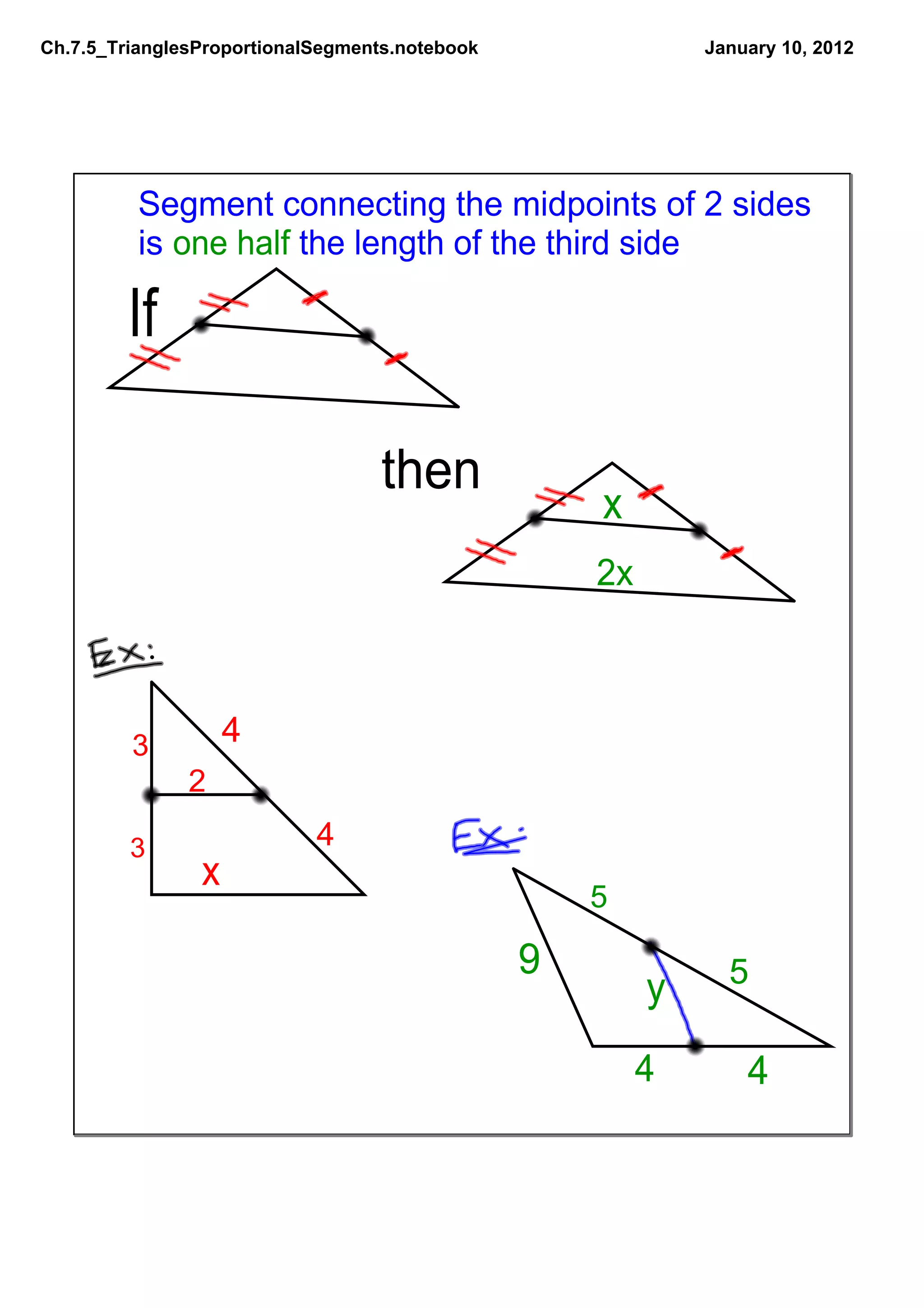 Ch.7.5 Proportional Segments in Triangles | PDF