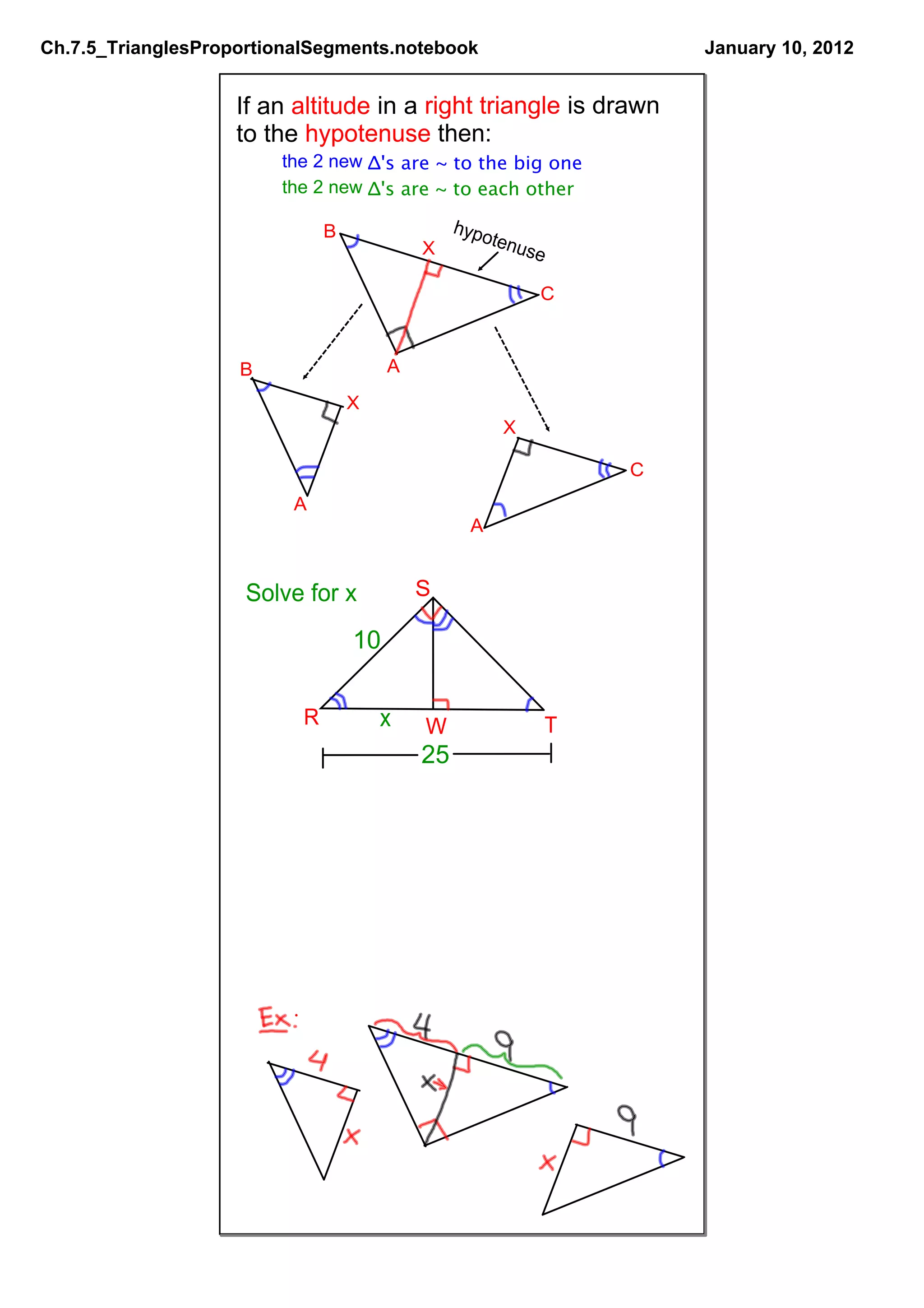 Ch.7.5 Proportional Segments in Triangles | PDF