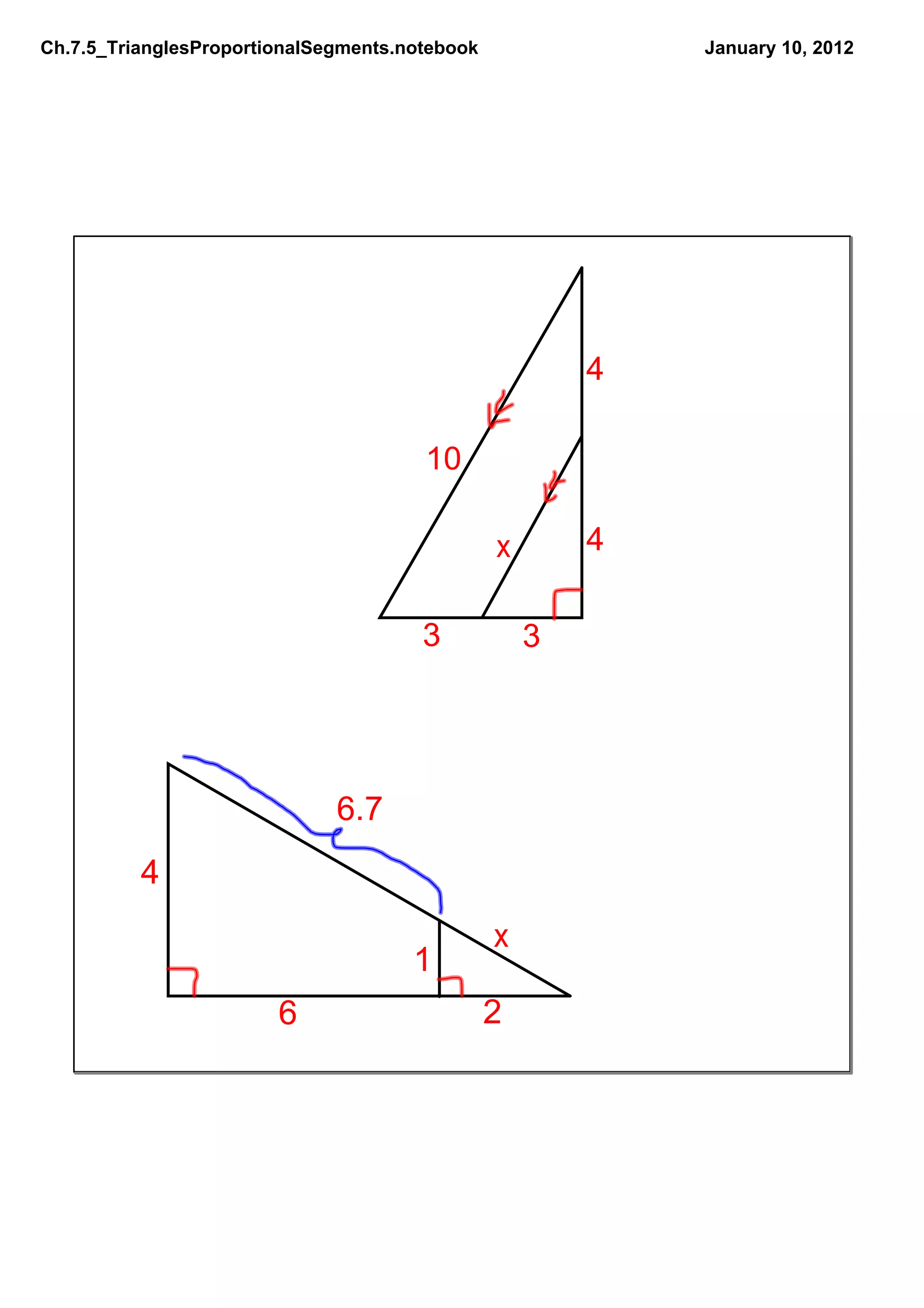 Ch.7.5 Proportional Segments in Triangles | PDF
