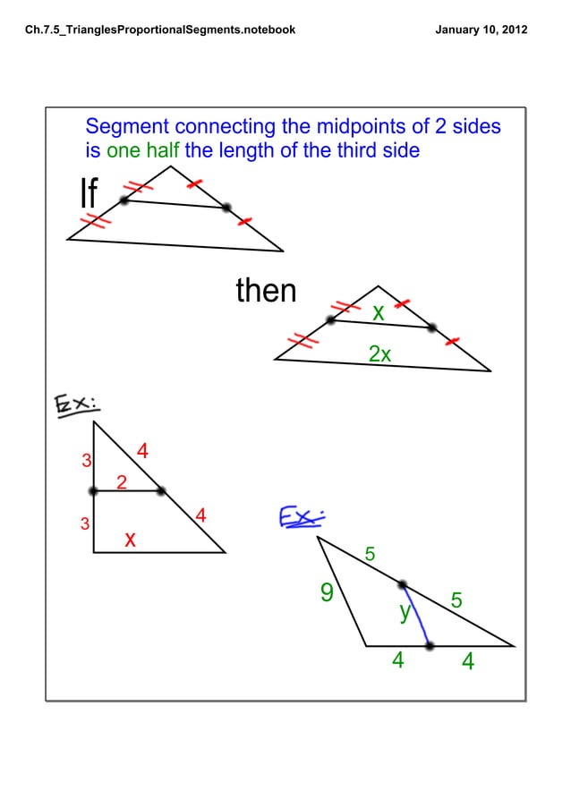 Ch.7.5 Proportional Segments in Triangles | PDF