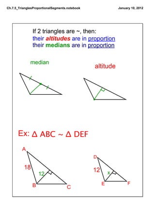 Ch.7.5 Proportional Segments in Triangles | PDF