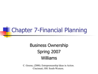Ch. 7 Financial Planning | PPT