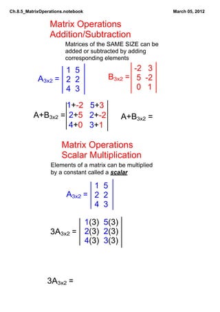 Ch.8.5 Matrix Operations | PDF