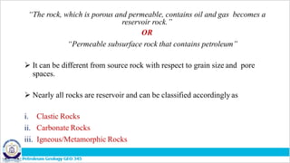 CH-8 Reservoir Rocks (1).pptx | Geology | Science