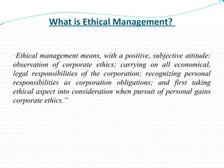 Managerial ethics | PPT