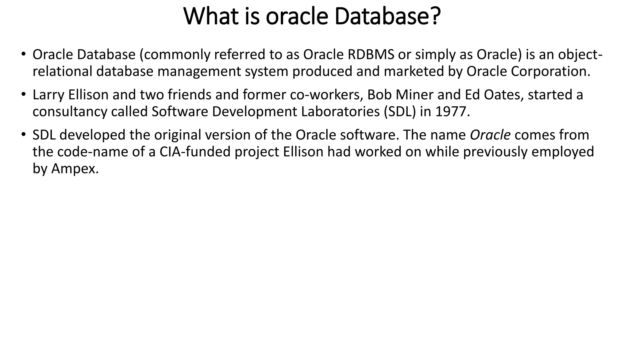 Oracle Database Introduction | PPTX