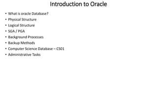 Oracle Database Introduction | PPTX