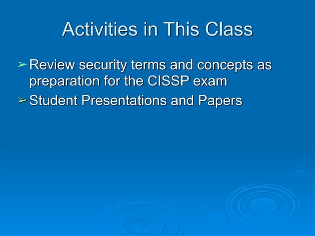 Introduction to the Class & CISSP Certification | PPT