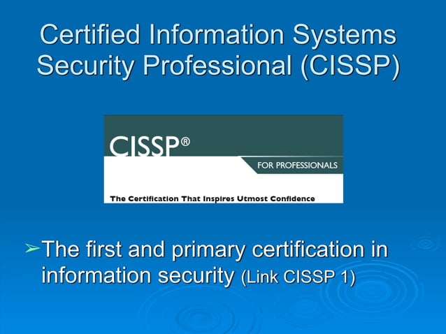 Introduction to the Class & CISSP Certification | PPT