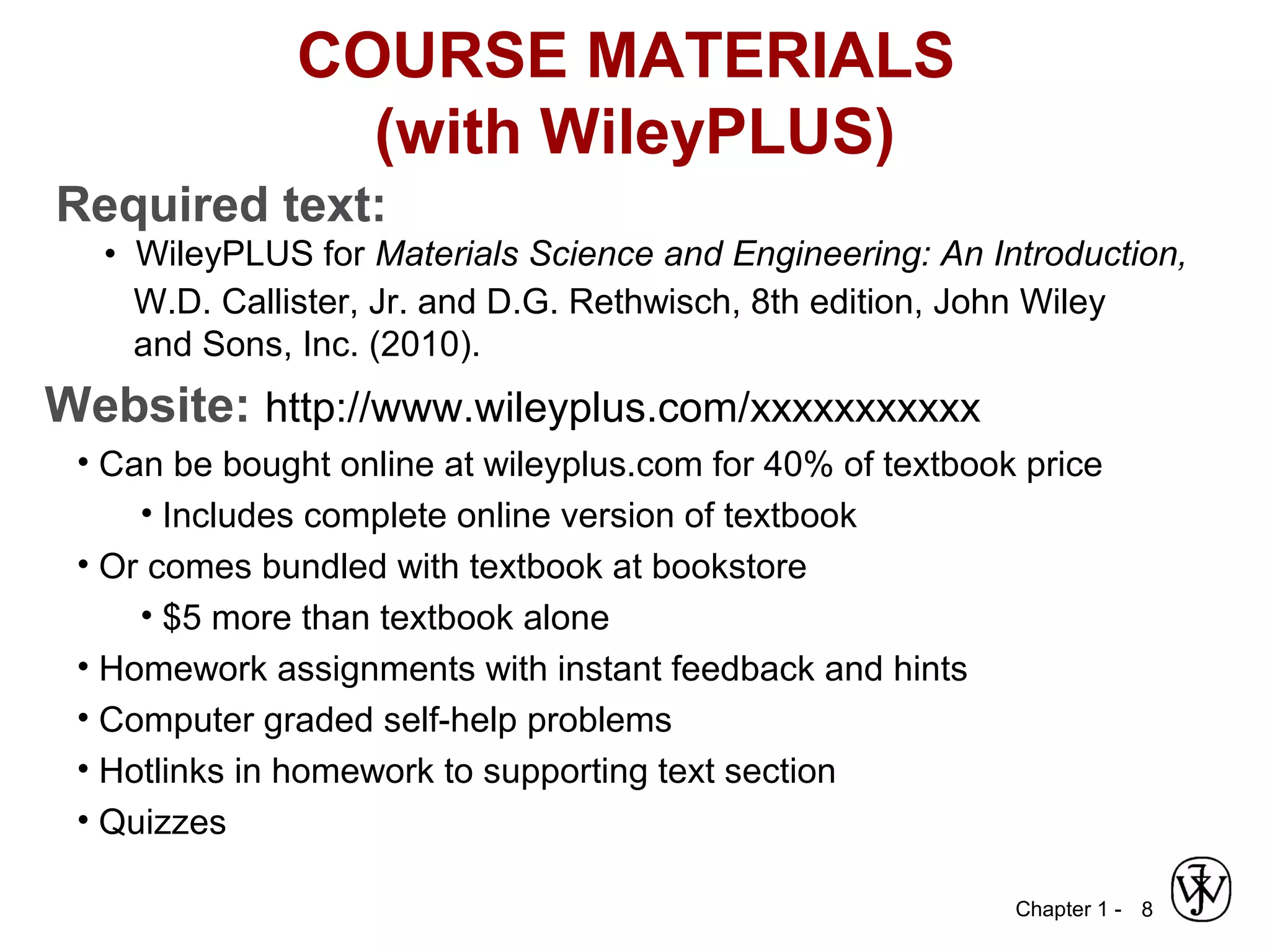 Introduction to Materials Science & Engineering | PPT