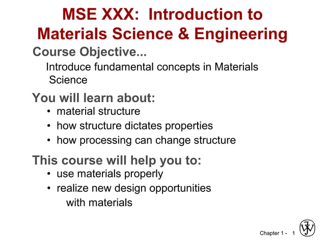 Introduction to Materials Science & Engineering | PPT