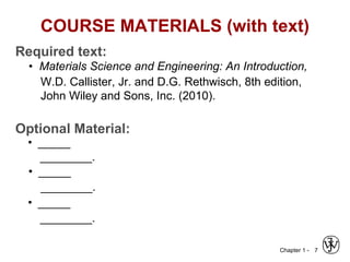 Introduction to Materials Science & Engineering | PPT