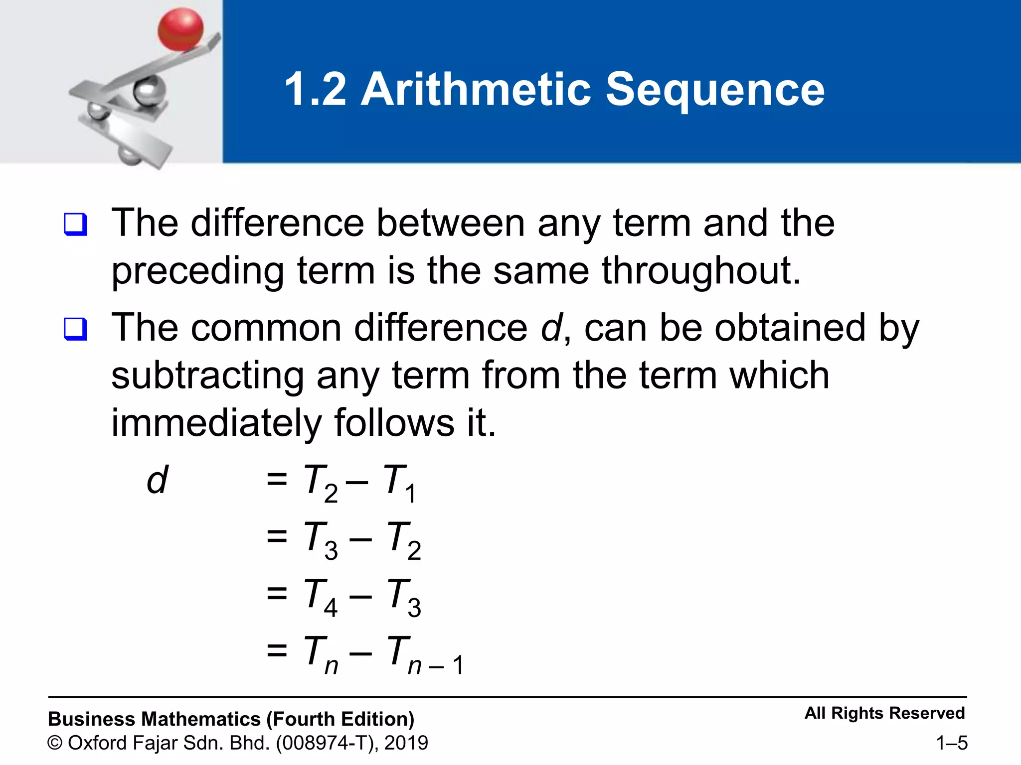 Chapter 1 Arithmetic and Geometric sequences | PPT