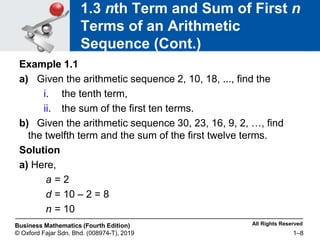 Chapter 1 Arithmetic and Geometric sequences | PPT