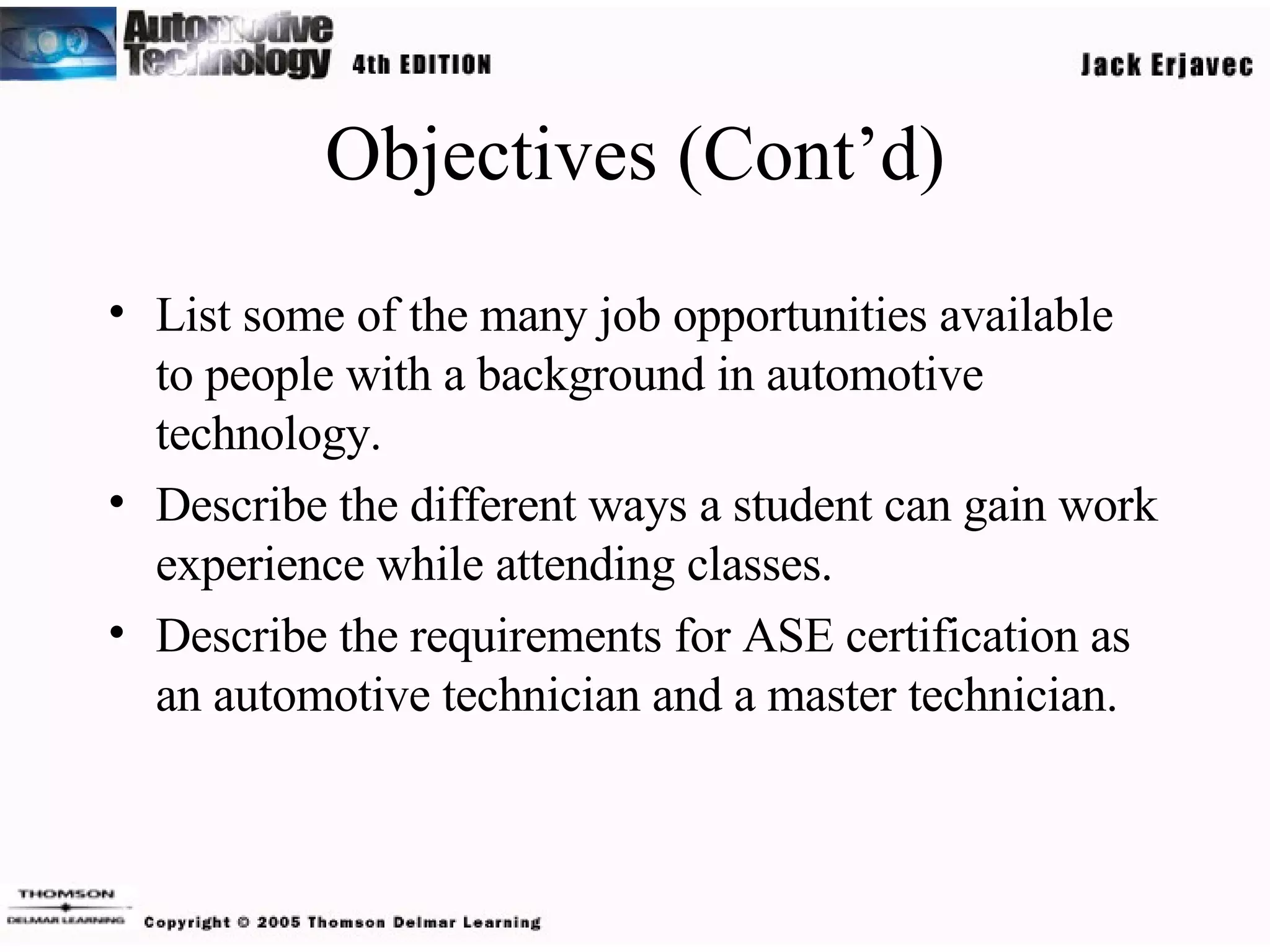 Ch01 Careersinthe Auto Industry Rev | PPT