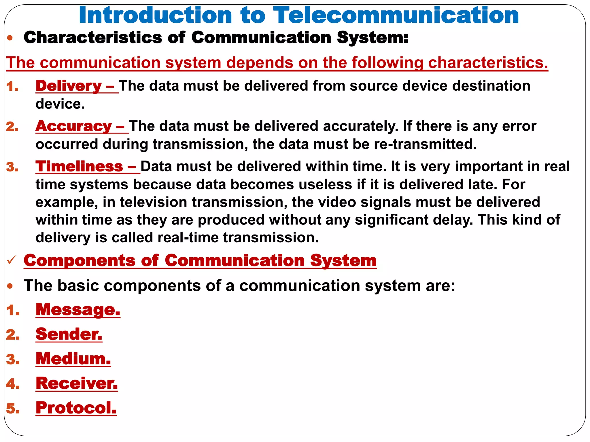 Ch 01 part 1 - basic elements of telecommunication systems | PPT
