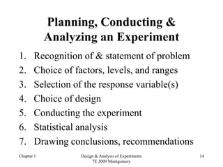 Design and Analysis of Engineering Experiments | PPTX
