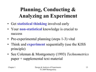 Design and Analysis of Engineering Experiments | PPTX