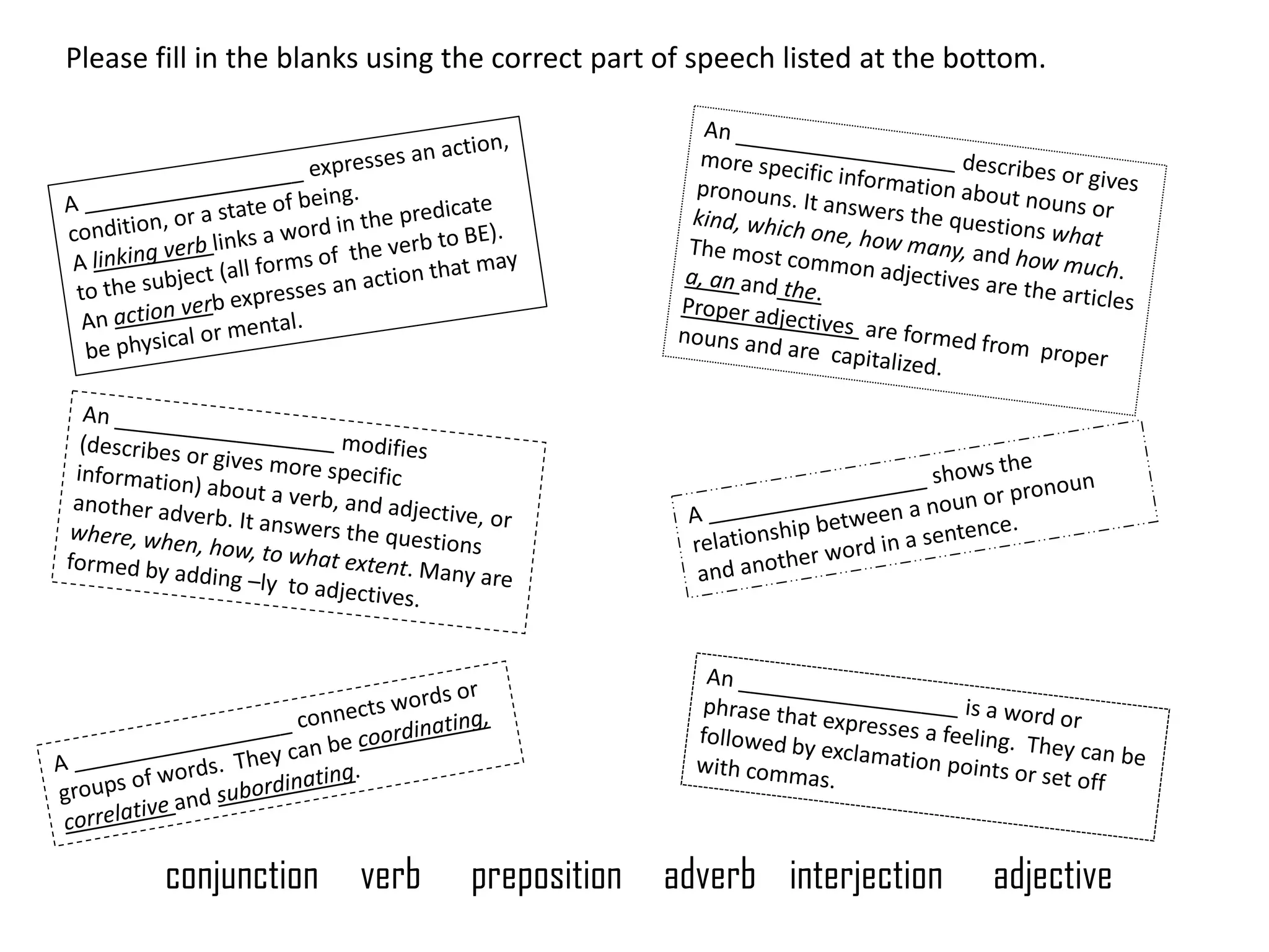 Ch 01 (adjectives, verbs, adverbs, prepositions, conjuntions ...