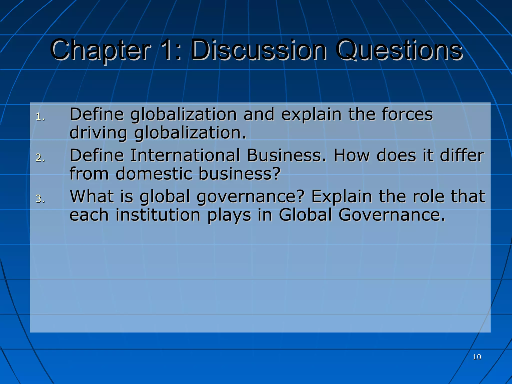 Ch01 globalization and international business | PPT