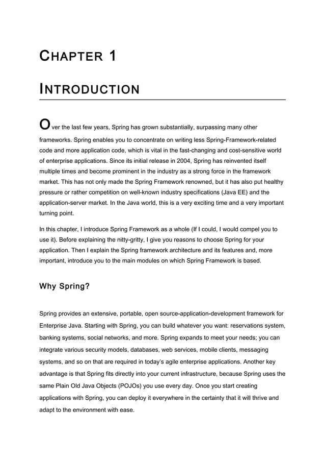 Spring Book – Chapter 1 – Introduction | PDF