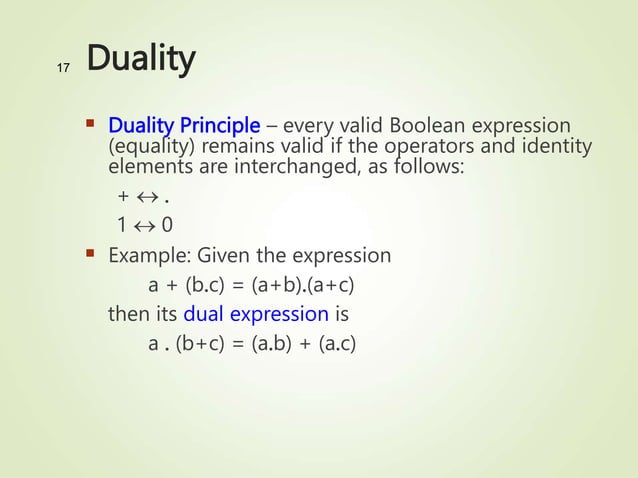 Boolean Algebra and Logic gates ( Chapter 2) | PPT