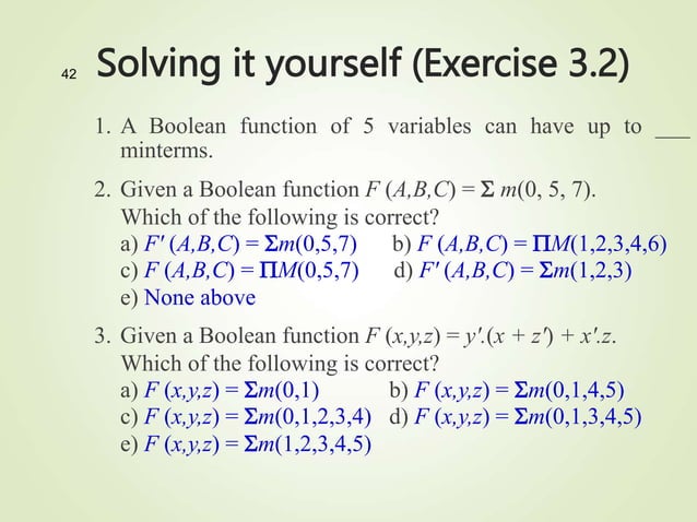 Boolean Algebra and Logic gates ( Chapter 2) | PPT