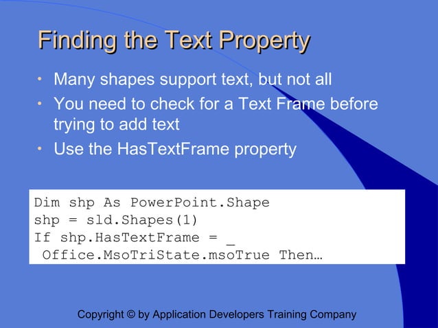 Working with the Microsoft Office Object Models | PPT