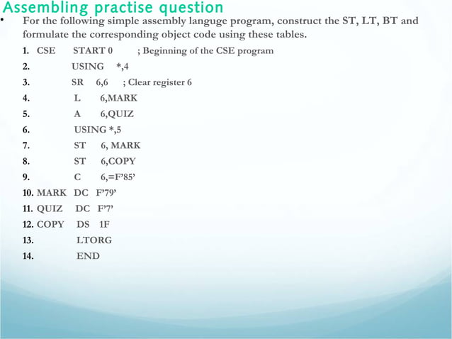 Assemblers: Ch03 | PPT