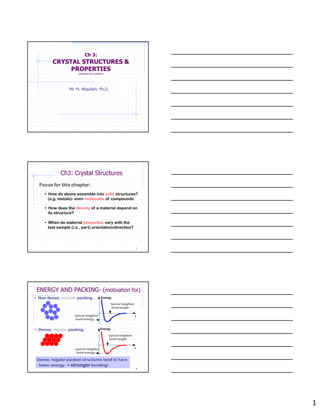 Ch03 crystal structures-fall2016-sent | PDF | Chemistry | Science