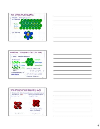 Ch03 crystal structures-fall2016-sent | PDF | Chemistry | Science