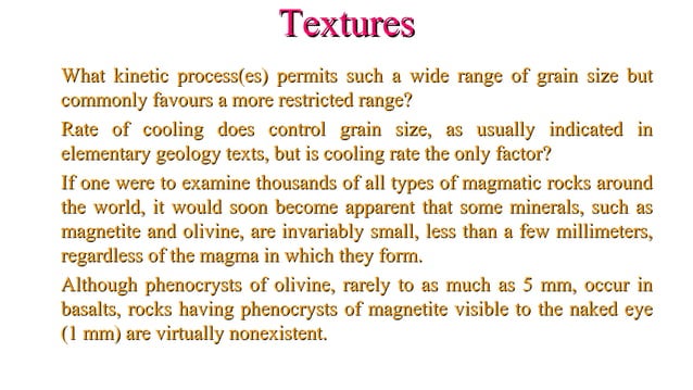 Ch 03 igneous textures | PPT | Chemistry | Science