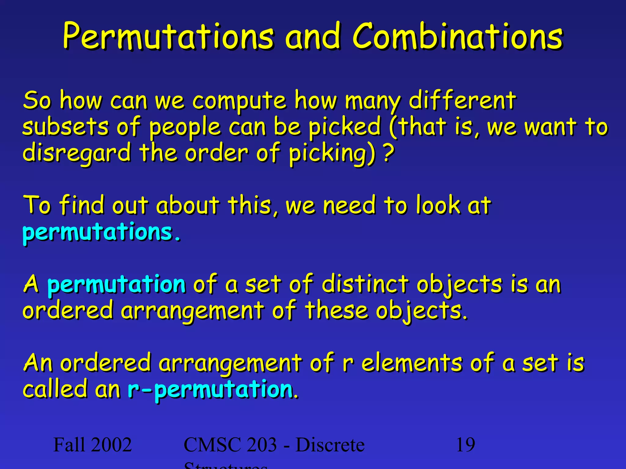 Discrete mathematics counting and logic relation | PPT