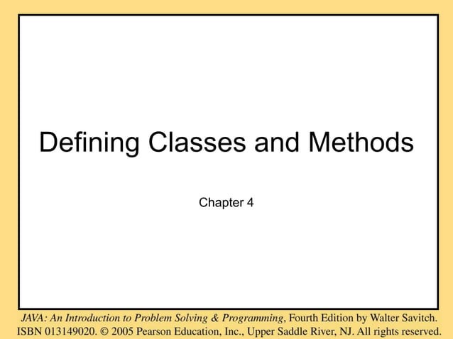 Explain Classes And Methods In Java Ch04ppt Programming Languages Computing