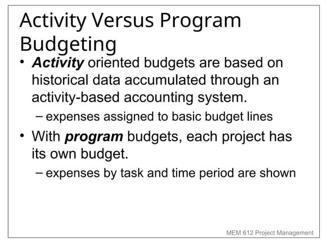 budgeting in project management introduction | PPT