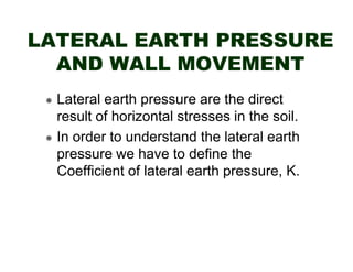 Geotech. Engg. Ch#04 lateral earth pressure | PDF
