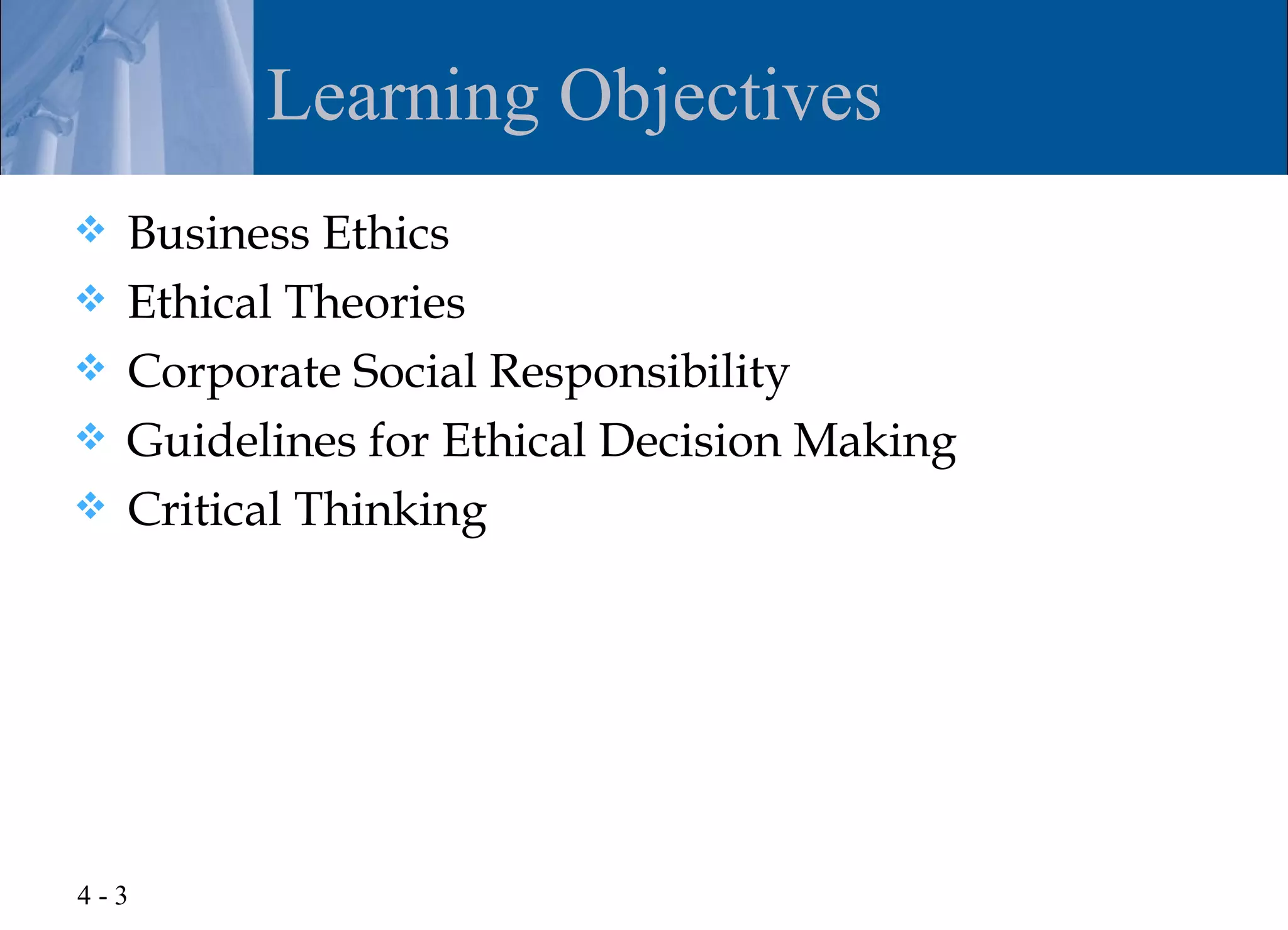 Chapter 4 – Business Ethics, Corporate Social Responsibility, Corporate ...