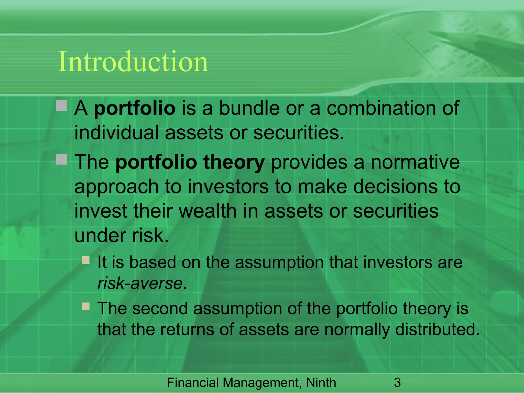Risk and Return: Portfolio Theory and Assets Pricing Models | PPT
