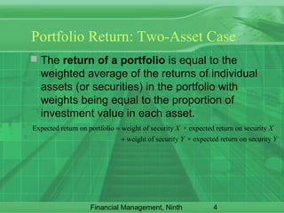Risk and Return: Portfolio Theory and Assets Pricing Models | PPT