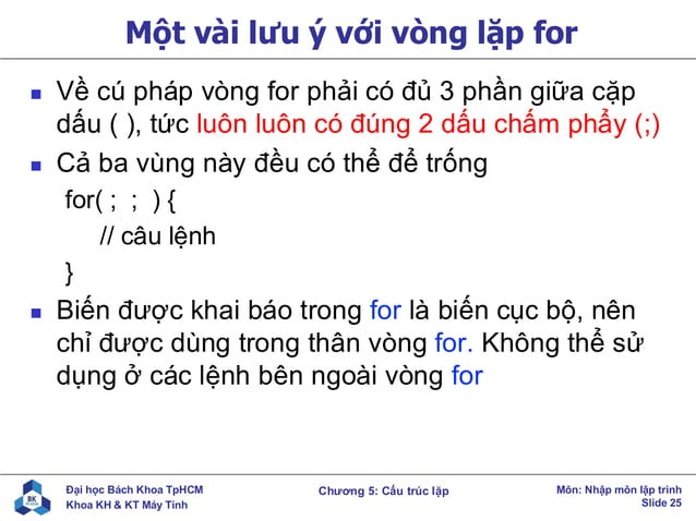 Ch05 - Cau truc lap- nhap mon lap trinh hcmut | PDF