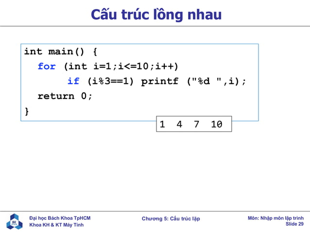 Ch05 - Cau truc lap- nhap mon lap trinh hcmut | PDF