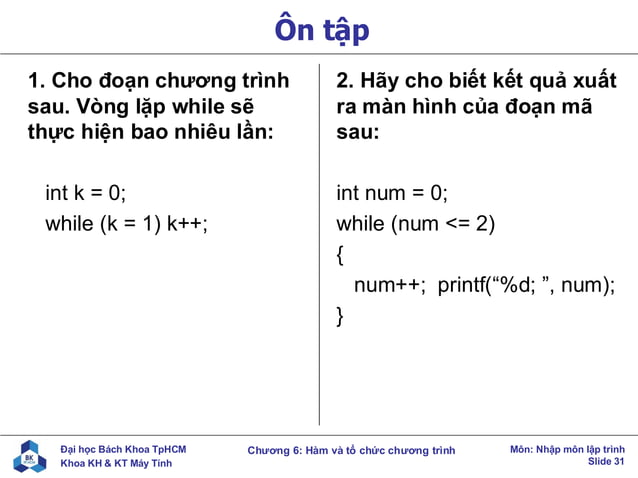 Ch05 - Cau truc lap- nhap mon lap trinh hcmut | PDF