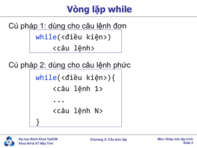 Ch05 - Cau truc lap- nhap mon lap trinh hcmut | PDF